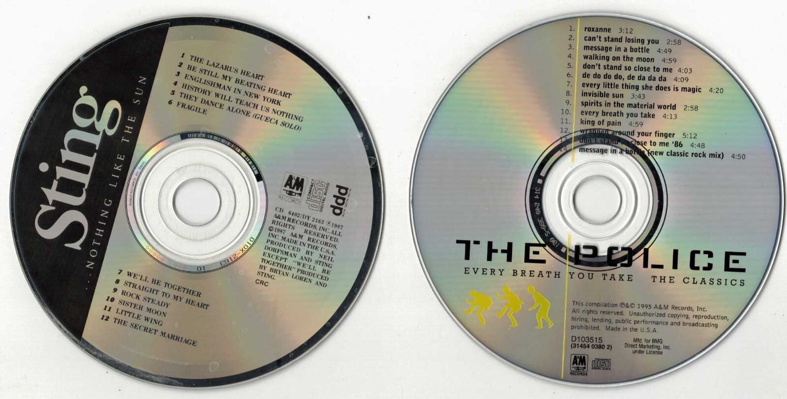 STING Nothing Like The Sun + THE POLICE Every Breath You Take A&M 2 CD LOT! | eBay