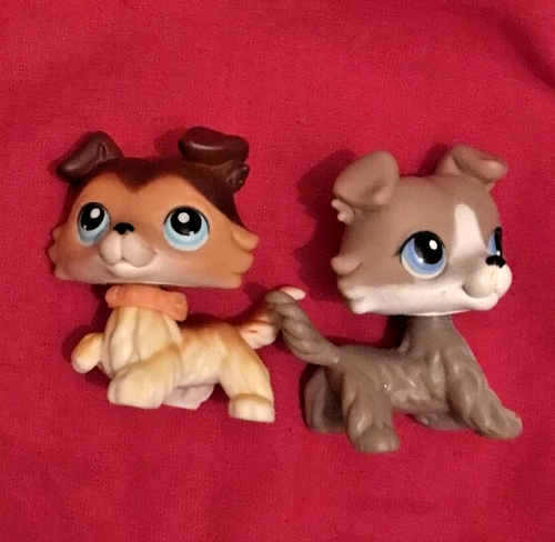 Littlest Pet Shop lps brown/tan collie 58 gray/white collie 67 ...