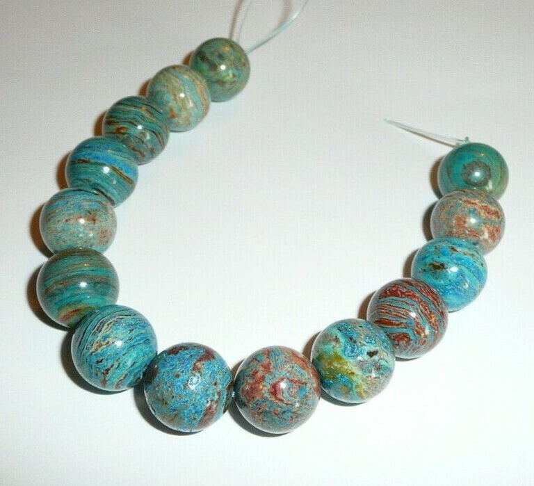 Gorgeous Imperial Turquoise Blue Round Beads 14mm (14 beads) Marble ...