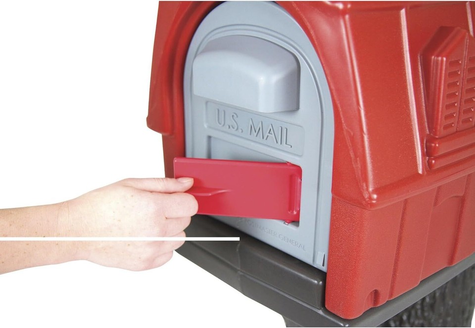Simplay3 Rustic Red Barn Plastic Residential Mailbox & Post Mount 2 ...