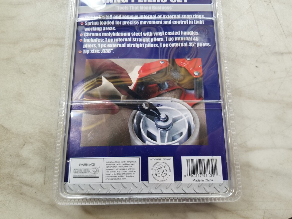 4 PC MINI SNAP RING PLIER SET - CHROME MOLY - S-RING & D-RING - FREE ...