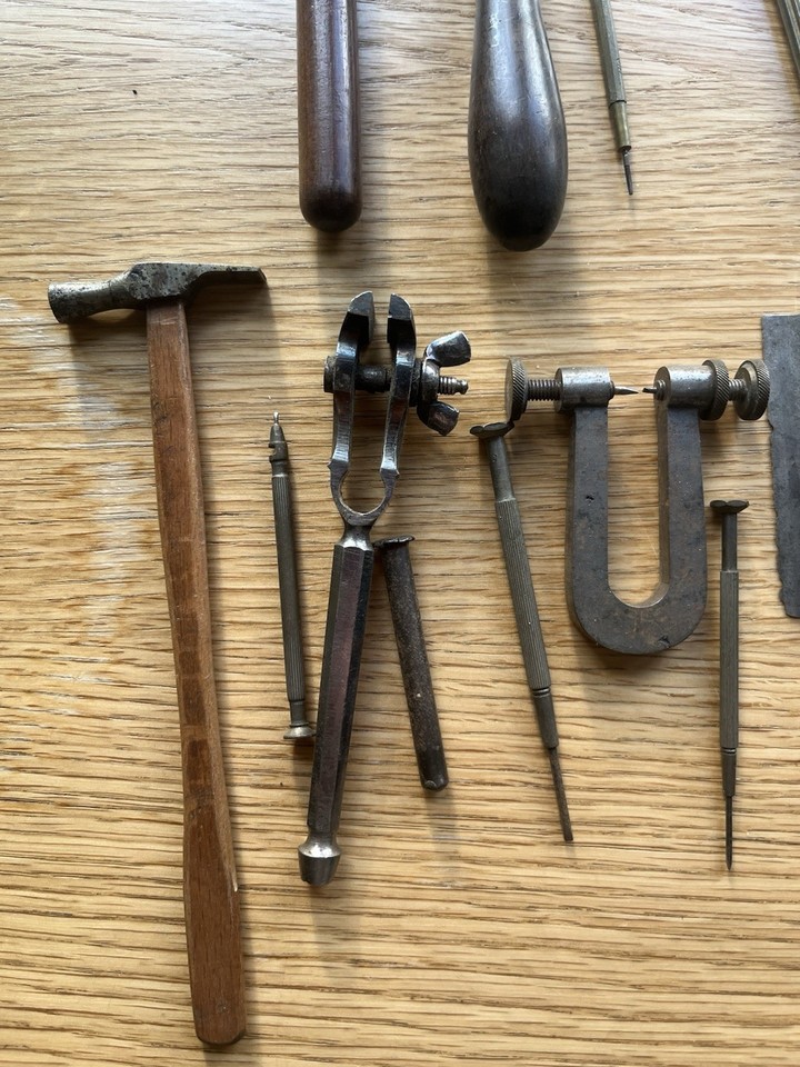 Job Lot Of Antique Watchmakers Tools Pin Vice Hammer Calipers | eBay UK