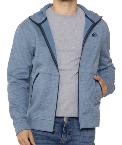 New Quicksilver Long Sleeve Hoodie Zip Up Jacket Textured Poly Logo ...
