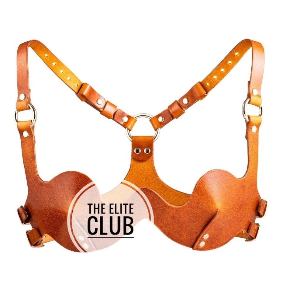 Real Leather Woman Chest Bust Harness Belt Starppy Body Caged Bra ...