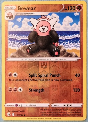 Pokémon TCG | Bewear | Fusion Strike #151 | Reverse Holo Uncommon | eBay
