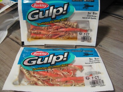 2 Packs Gulp Saltwater Fishing Baits - 3" Ghost Shrimp - Natural With ...