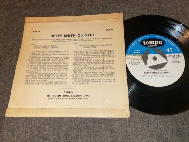 UK tempo EXA 74 ed1 Betty Smith Quintet: 4-track EP. FEMALE JAZZ SAX ...