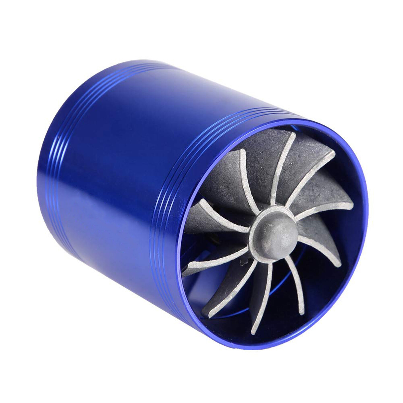 Car Turbo Supercharger Air Intake Double Fan Turbo Gas Fuel Aluminum ...