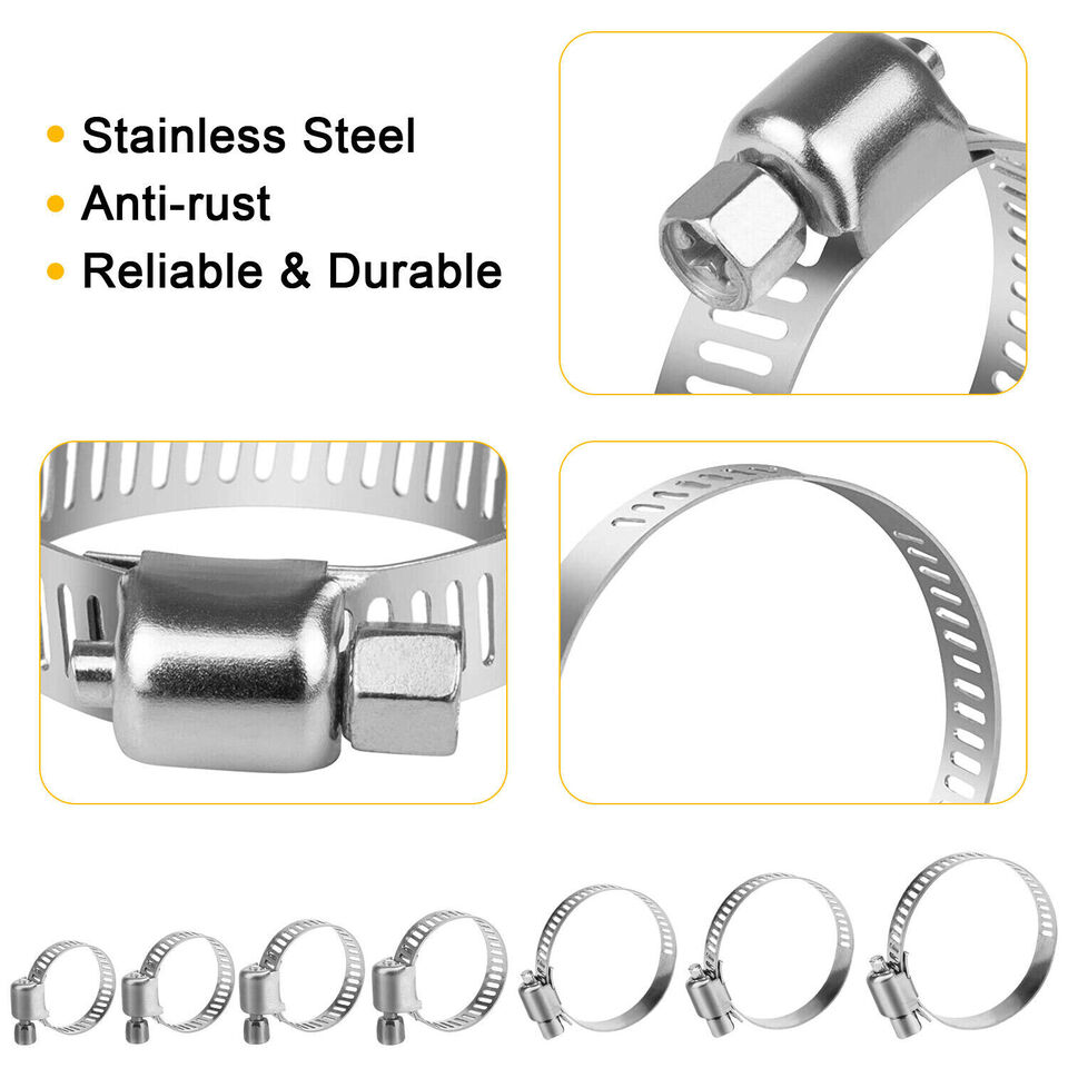 101/130Pcs Adjustable Hose Clamps Worm Gear Stainless Steel Clamp ...