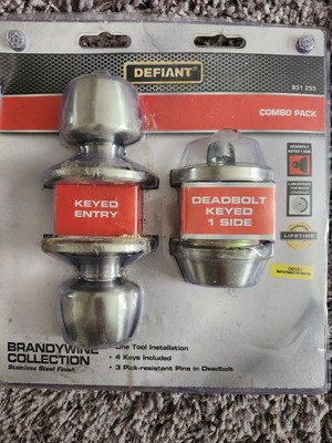 Defiant Brandywine Keyed Entry Door Knob w Deadbolt Lock in Stainless ...