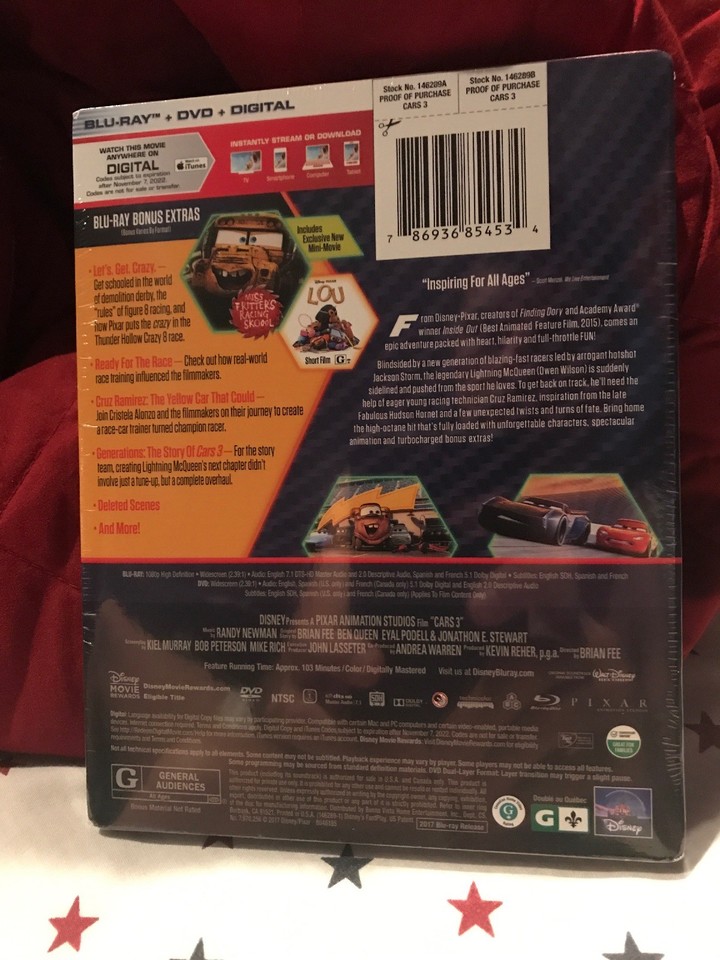 CARS 3 Steelbook / 3 Disc / Blu Ray, DVD, & Digital / Best Buy ...