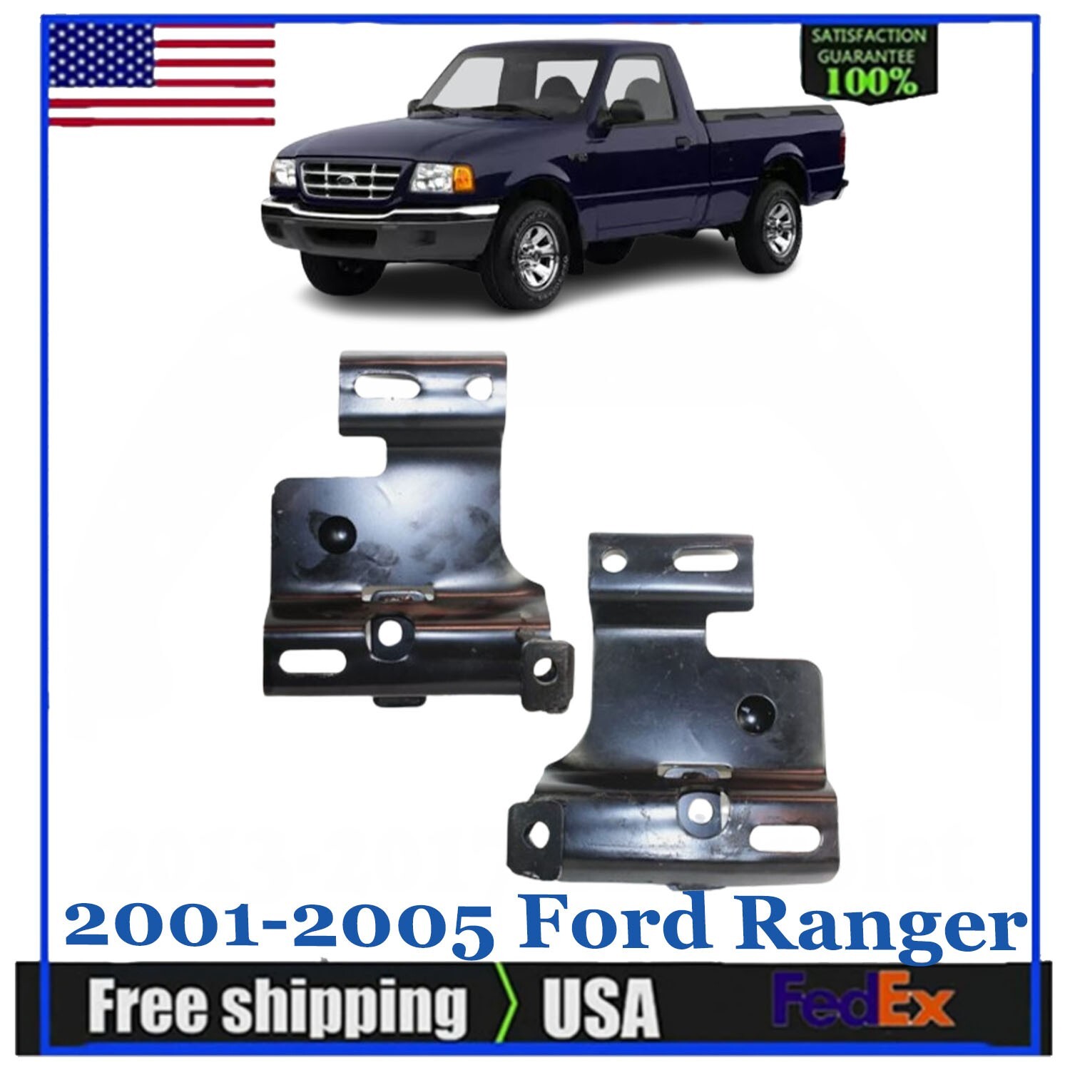 Bumper Bracket For 2001-2005 Ford Ranger Frame Mounted Set Of 2 Front ...