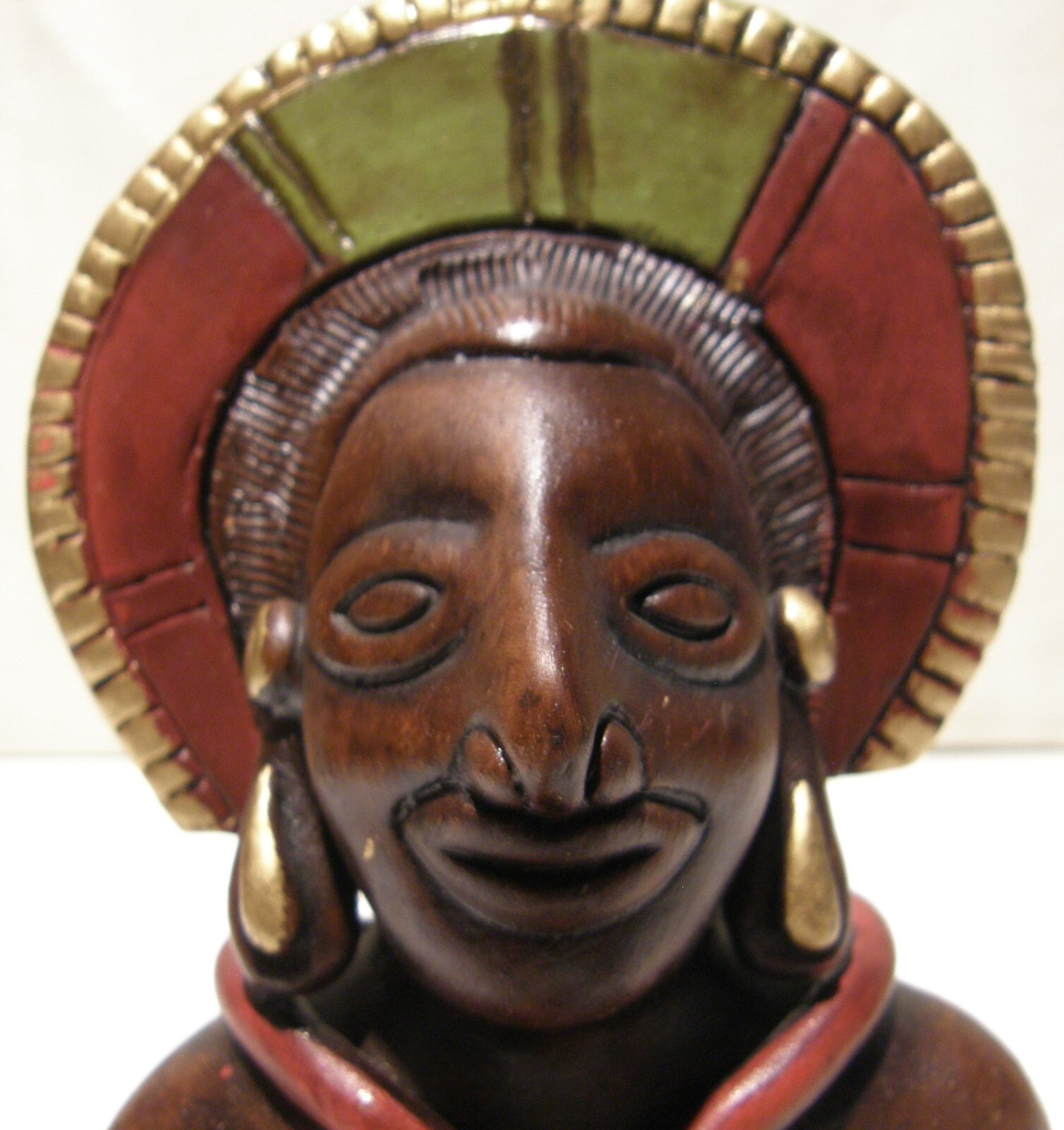 Clay Pottery Aztec Mayan Inca Warrior Chief Art Sculpture Folk Art ...