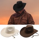 MEN'S WESTERN COWBOY HAT RANCH STYLE COWBOY RIDING HAT SOMBRERO Wide ...