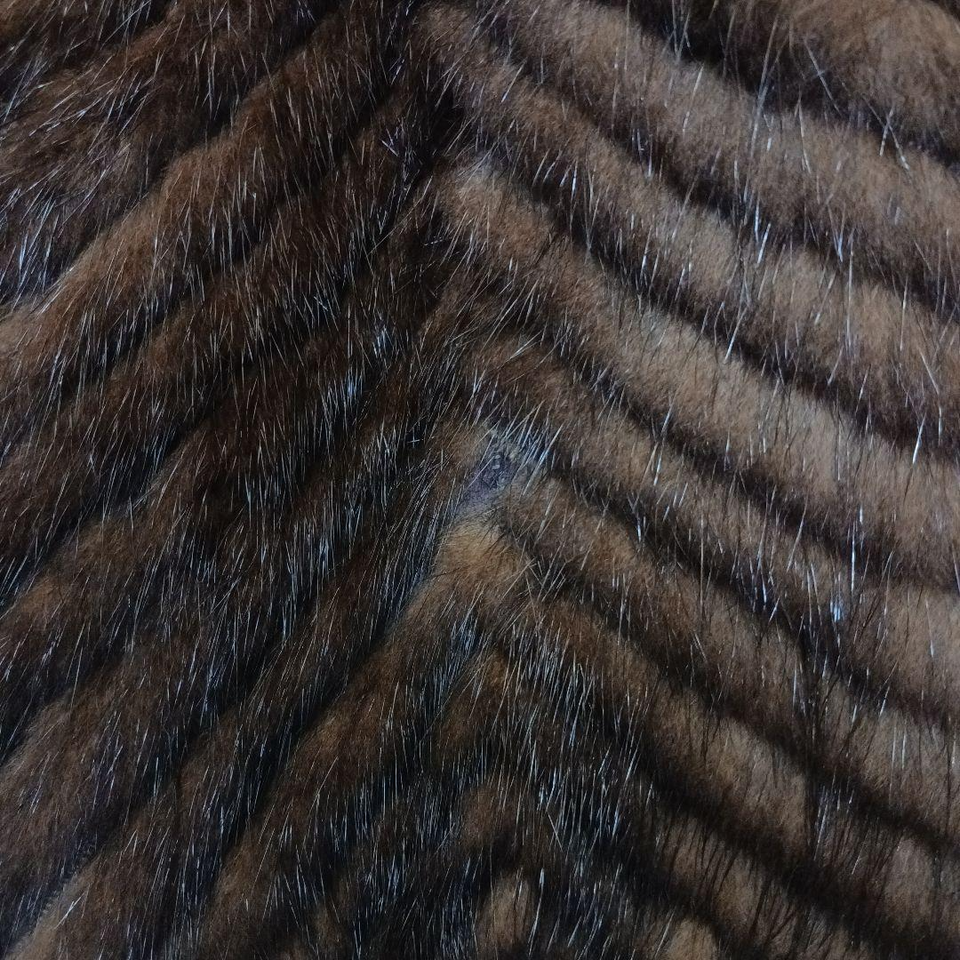 Vintage Mink Real Fur Coat Herringbone Pattern Brown Plus Size L Japan ...