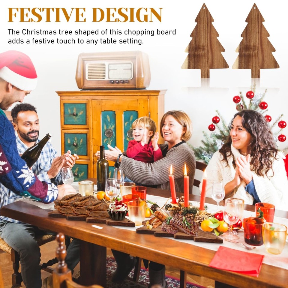 Christmas Cutting Board, 2 Pcs Wooden Christmas Tree Charcuterie Boards ...