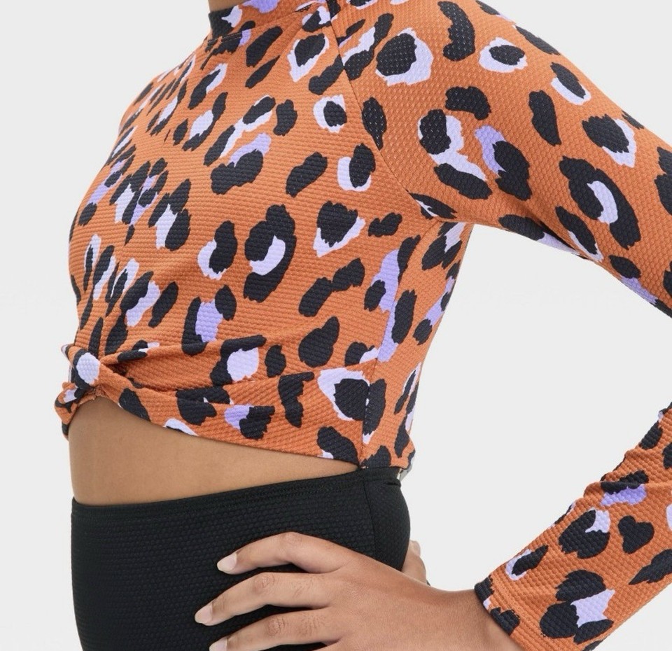 Art Class Swimsuit Girls M (8) One Piece Long Sleeve Leopard Print NWOT ...