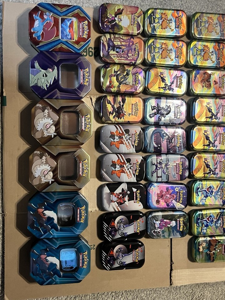 Big Lot Of Empty Pokémon Tins - Empty (tin only) Various (64 total tins ...