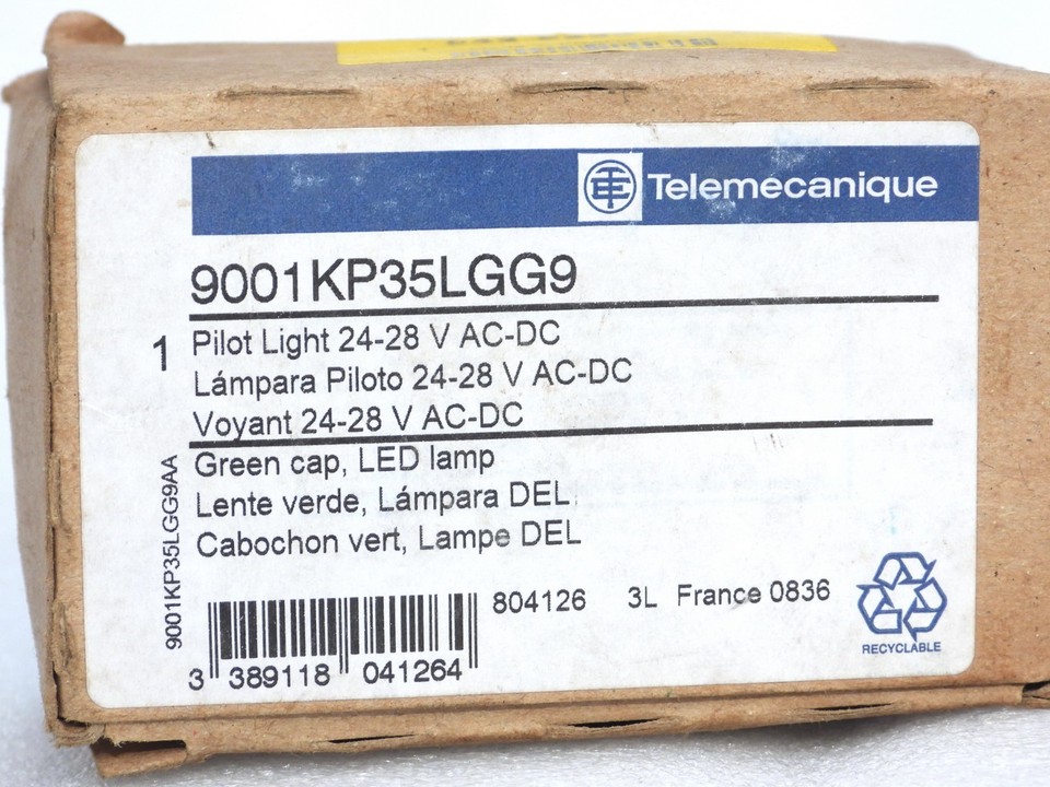 NOS TELEMECANIQUE 9001KP35LGG9 GREEN LED PILOT LIGHT COMPLETE UNIT 24 ...