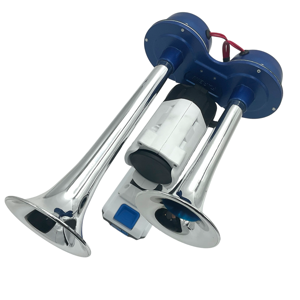 Hart 2 Silver Trumpet Air Horn - Impact Style Drill Truck Train Horn ...