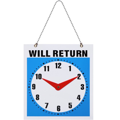 Will Be Back Sign with Clock Open Signs for Business Office | eBay
