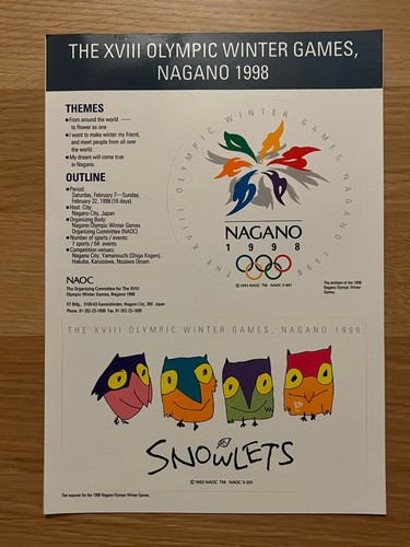 Very Rare Winter Olympics Snowlets Stickers Nagano 1998 Games Japan ...