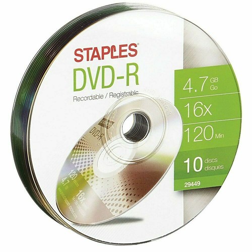 Staples 4.7GB 16X DVD-R Wrap 10/Pack (29449) 1981437 | eBay