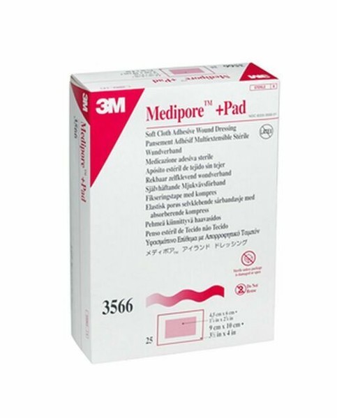 3M 3566 Medipore Pad Soft Cloth Adhesive Wound Dressing 25 Pads per ...