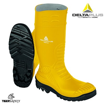 Delta Plus Iron S5 Yellow Waterproof Steel Toe Cap Wellington Boots ...