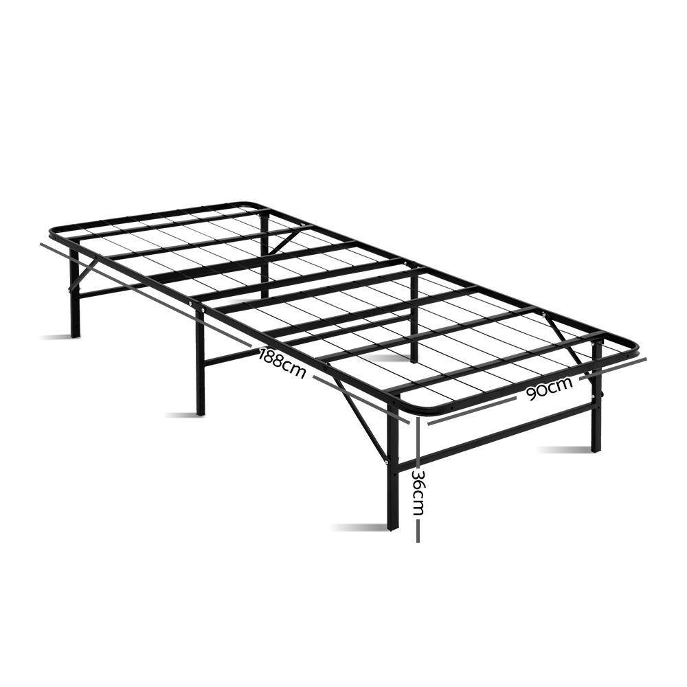 Single Foldable Metal Frame Bed Mattress Platform Under Bed Storage ...