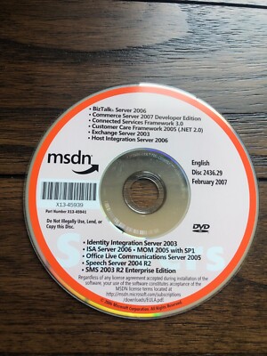 Microsoft Windows MSDN CD - Exchange Server 2003 SP1 Standard Edition, SQL 2000 | eBay