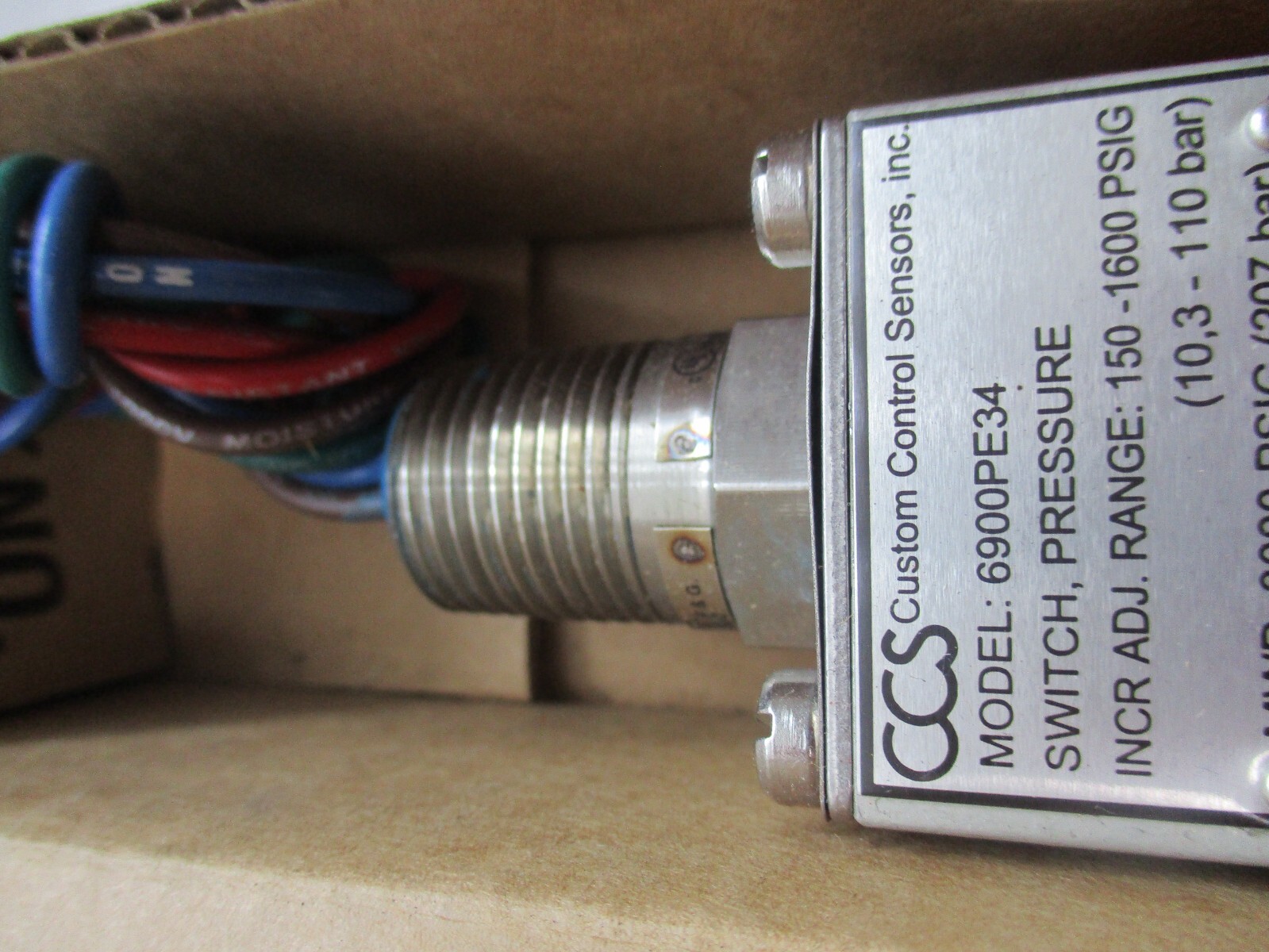 CUSTOM CONTROL SENSOR MODEL# 6900PE34 PRESSURE SWITCH, INCR ADJ RANGE ...