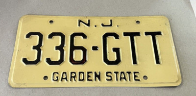 NEW JERSEY GARDEN STATE LICENSE PLATE TAG 336-GTT YELLOW AND BLACK | eBay