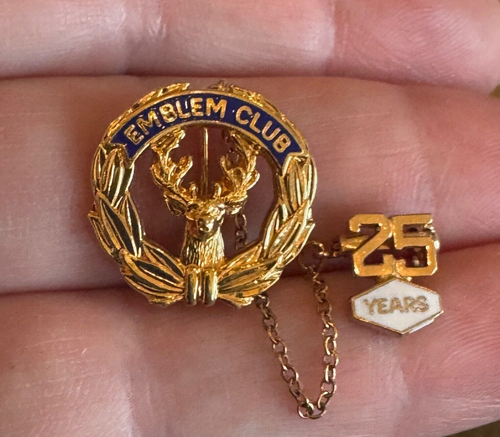Vintage Emblem Club Elks BPOE 25 Year Member Pin 1/20 10k Gold Fill | eBay