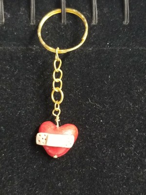 Red Heart With Band-Aid Keychain Adjustable Handmade Fantasy Jewelry ...