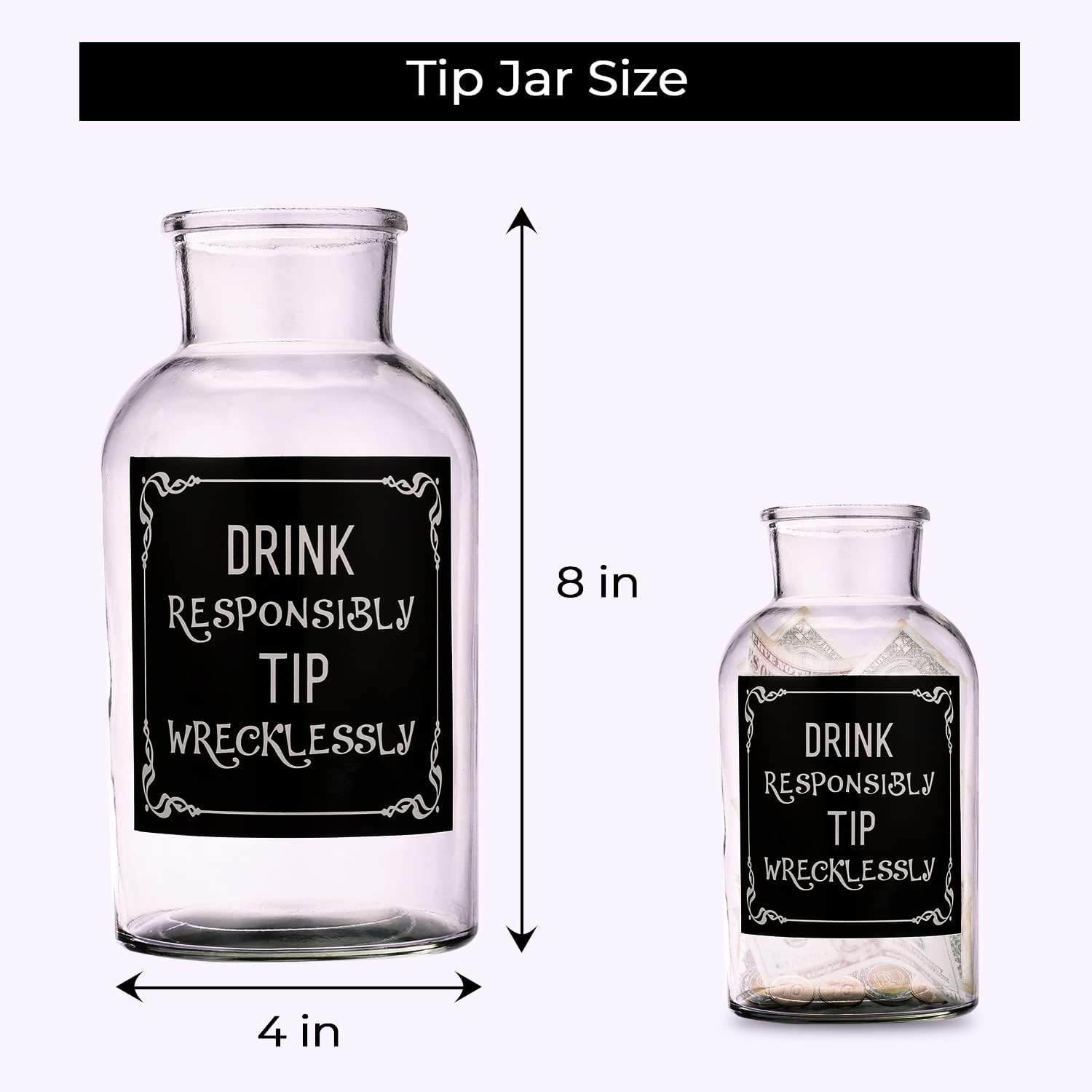 New Glass Tips Jar Tip Box Bartender Bars Money Container Bucket For ...