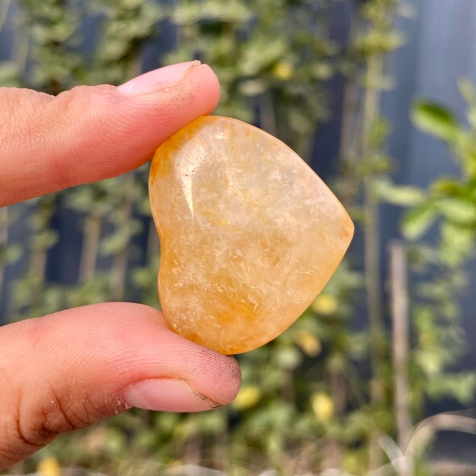 18G yellow gum flower hand polished heart | eBay