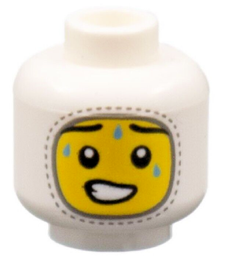 LEGO New Snowman Minifigure Head White with Yellow Face Blue Sweat ...