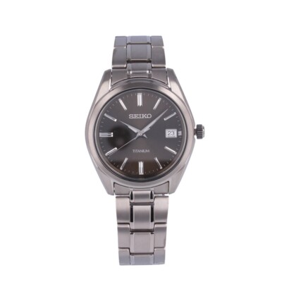 SEIKO SUR375P SUR375 Quartz Analog Titanium Silver Black | eBay