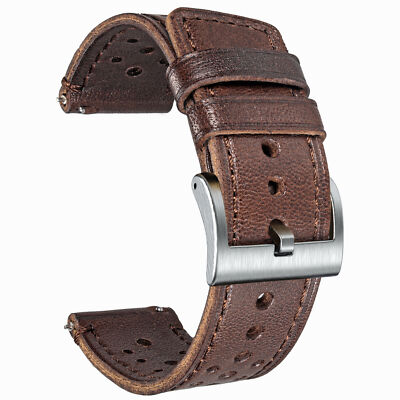 Quick Release Watch Band Genuine Leather Perforated 18 20 22 24mm Soft ...