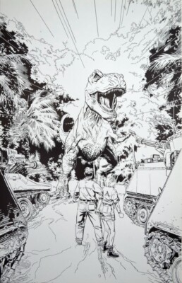 Michael Golden's MONSTERS Limited Edition PRINT 2005 Military vs T-Rex ...