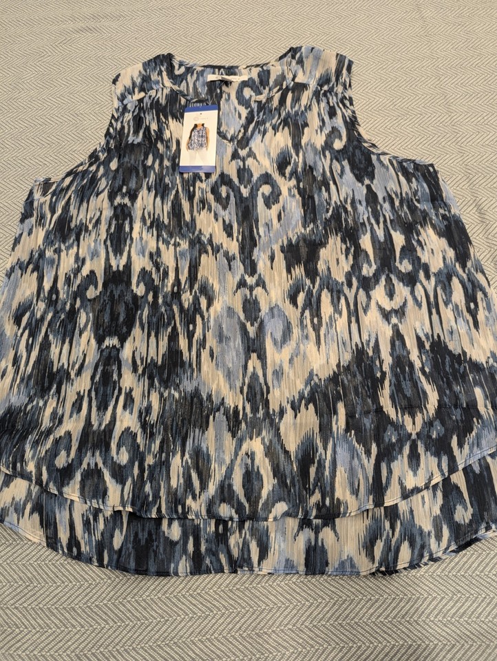 Cristina B Sleeveless Tunic Top Lightweight Summer Blouse blue L | eBay