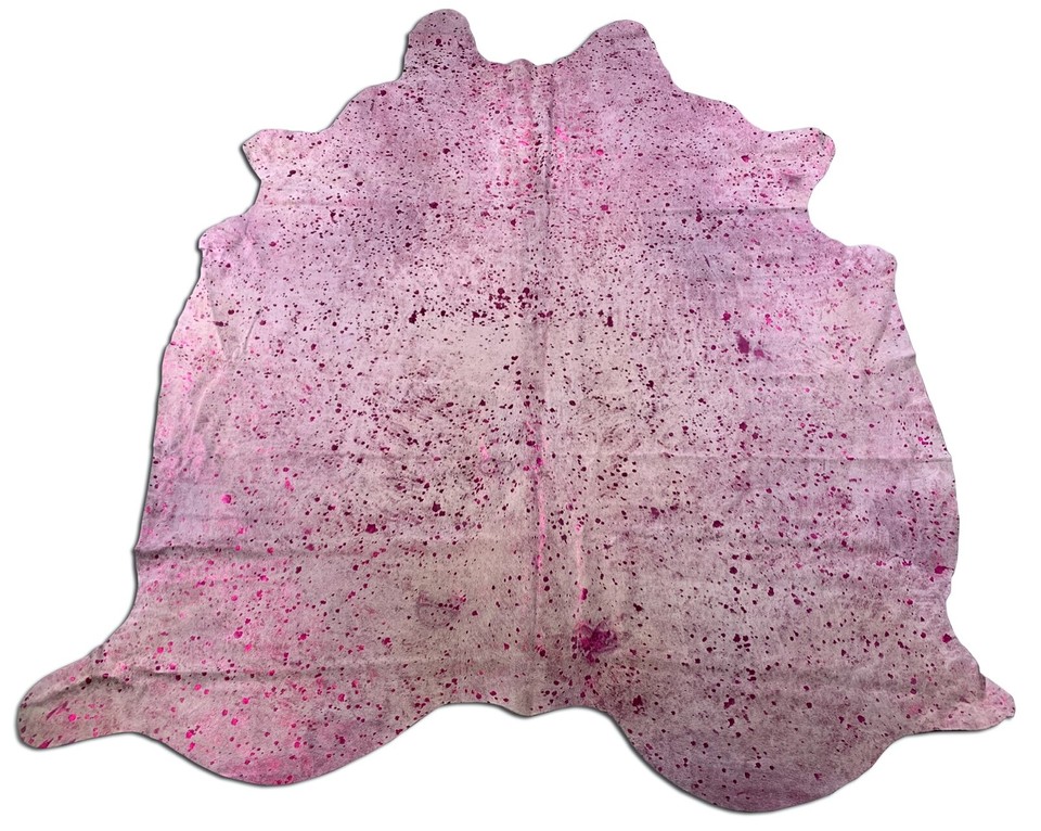 Pink Cowhide Rug Size: ± 7' X 7' Pink Metallic on Off-White Cow Hide ...