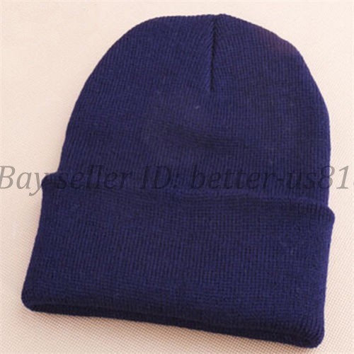 Men's Women Beanie Knit Ski Cap Hip-Hop Blank Color Winter Warm Unisex ...