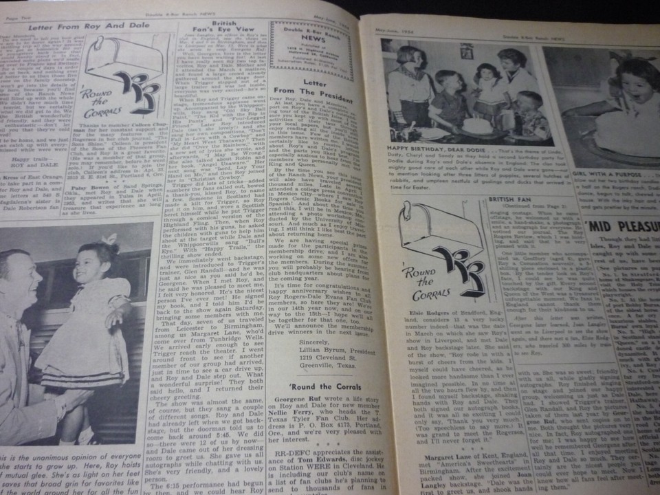Vintage Rare Roy Rogers Dale Evans Double R Bar Ranch FanClub News ...