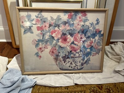 NANCY LUND signed Watercolor framed and tripple matted 25x18.5" art ...