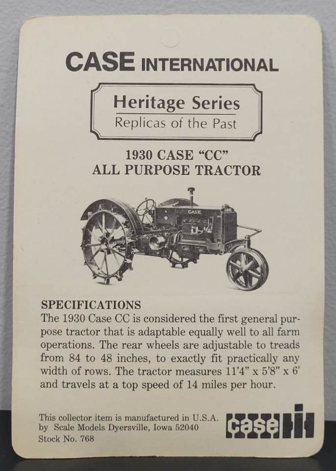 Case International 1930 Case "CC" All Purpose Tractor 1/64 | eBay
