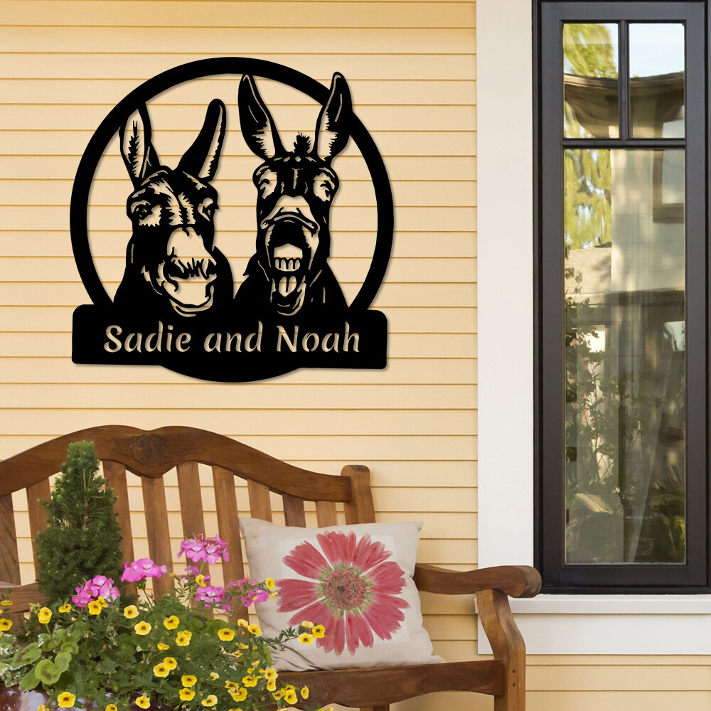 Personalized Donkey Metal Name Sign, Custom Donkey Farm Wall Art Decor ...