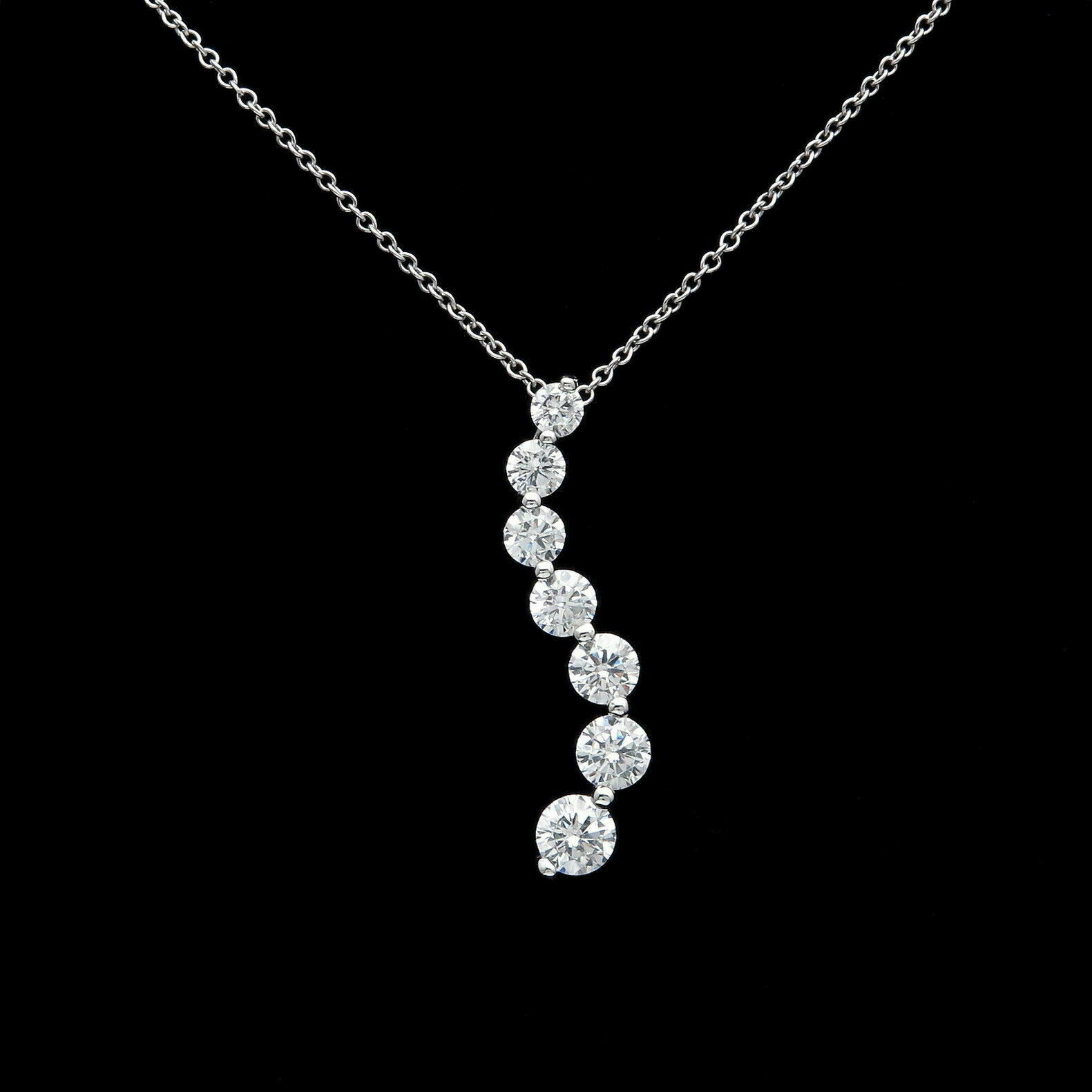 1.50ct Round Cut Real Moissanite Journey Pendant 18" Chain 14k White ...