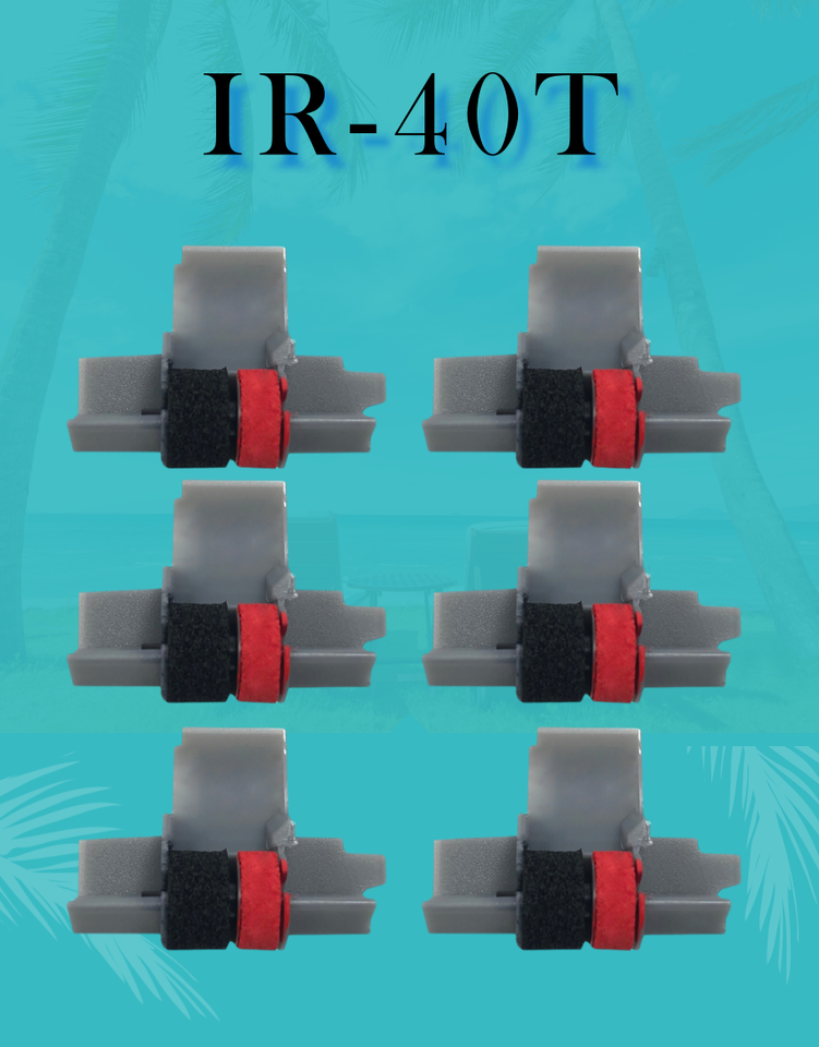 IR-40T Black and Red x 6 Pack Calculator Ink Rollers CP13 NR42 IR40T ...